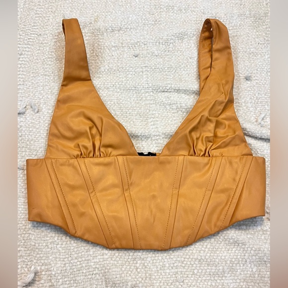 Zara | Tops | Zara Tan Satin Crop Top | Poshmark